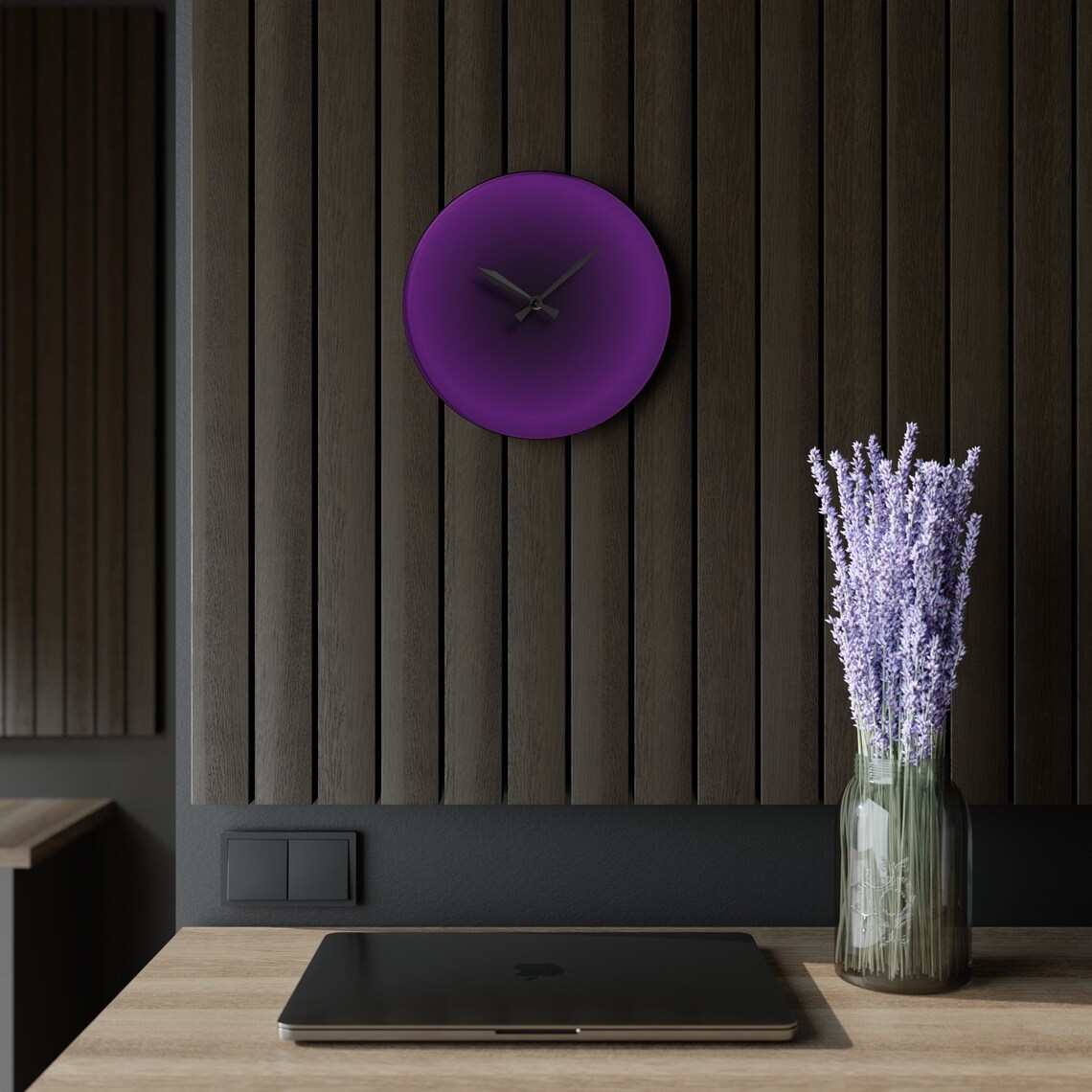 Purple Midnight Modern Wall Clock Contemporary Black and Purple Ombré ...