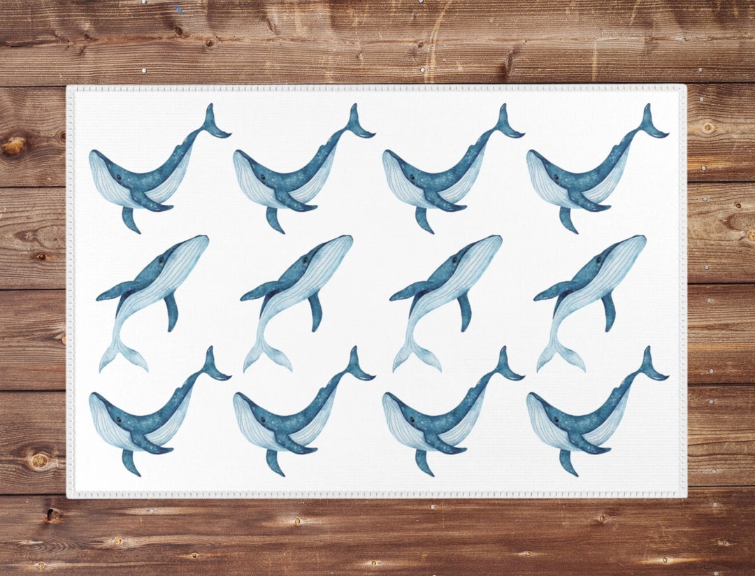 Blue Whale Song Rug Soft Maritime Area Rug High Seas Kid's Rug Coastal ...