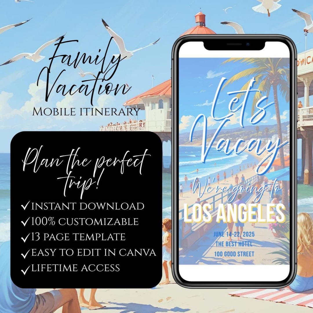 Los Angeles Family Vacation Planner Digital Phone Itinerary Cali Trip ...
