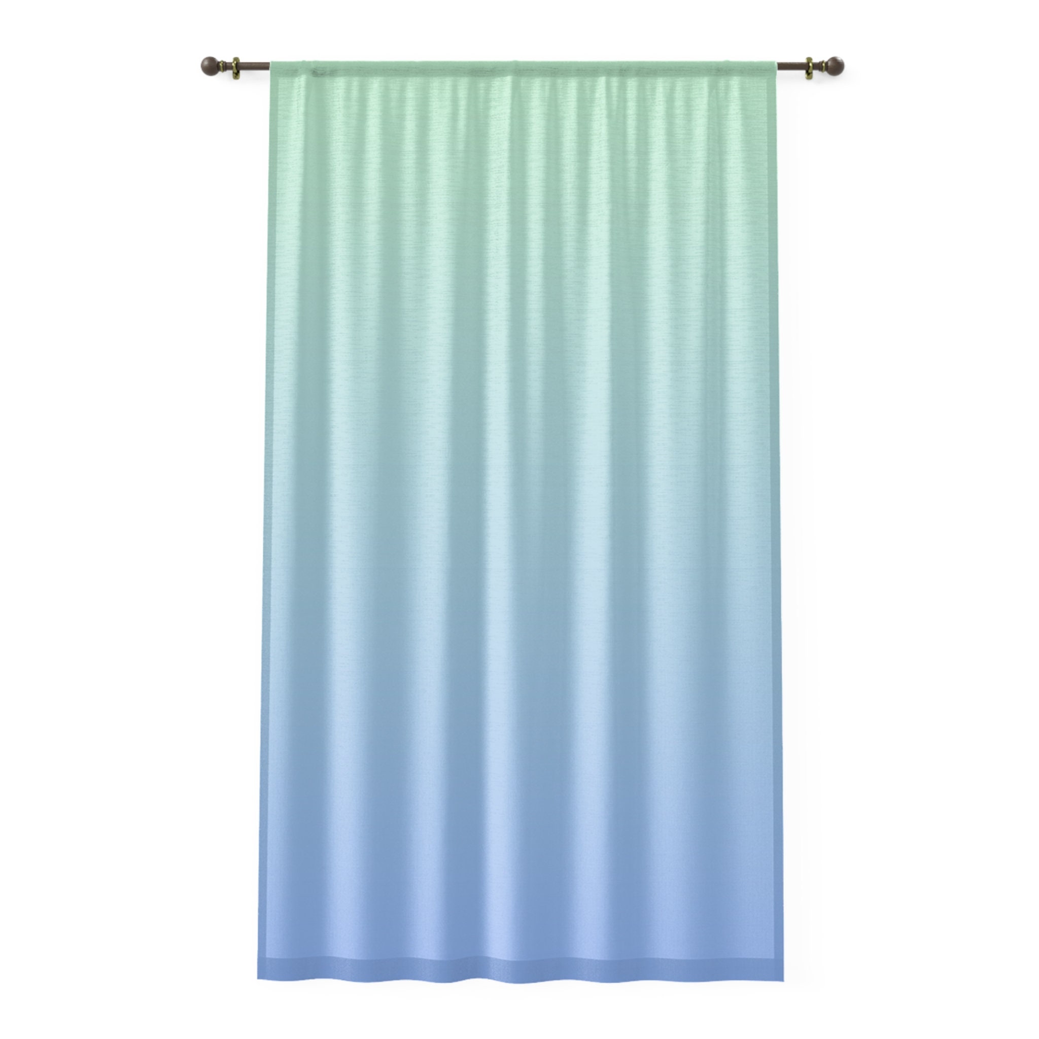Sunrise Waters Sheer Window Curtain Blue Ombré Island Tropical Window ...
