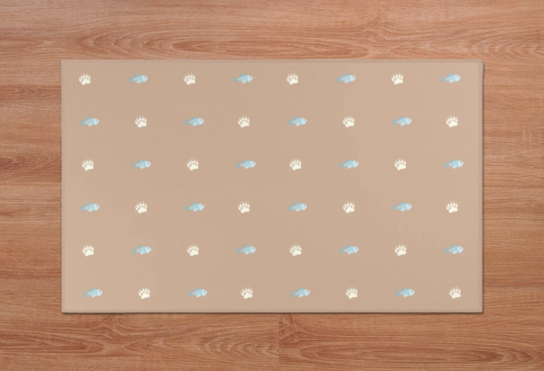 Fish & Paw Print Cute Area Rug Fantastic Forest Collection for Kids Rug ...