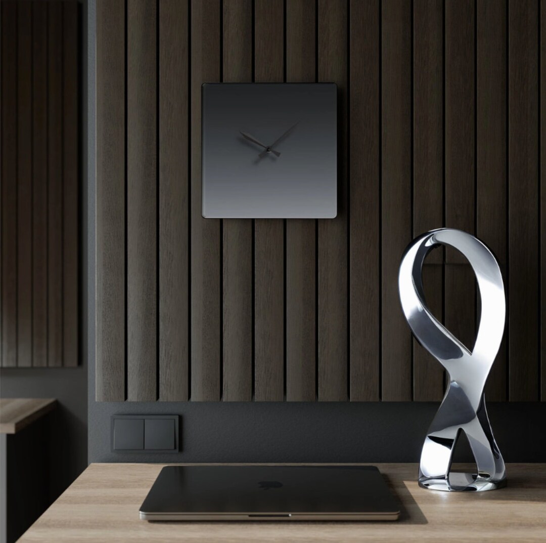 Storm Modern Wall Clock Contemporary Clock Black and Gray Ombré Modern ...