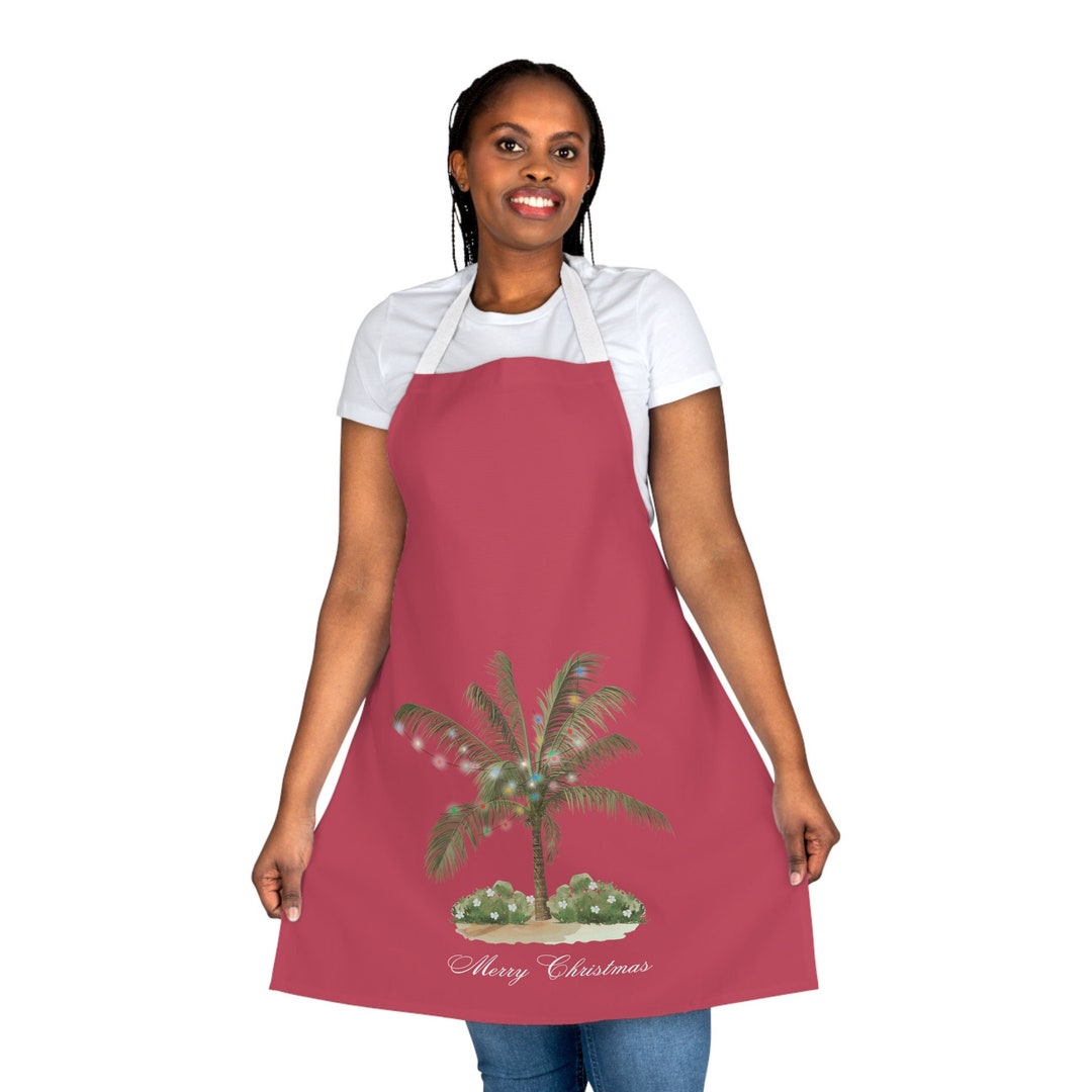 Tropical Holiday Palm Apron Coastal Christmas Cooking Smock Beach ...