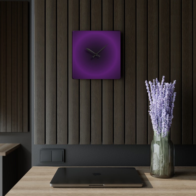 Purple Midnight Modern Wall Clock Contemporary Black and Purple Ombré ...
