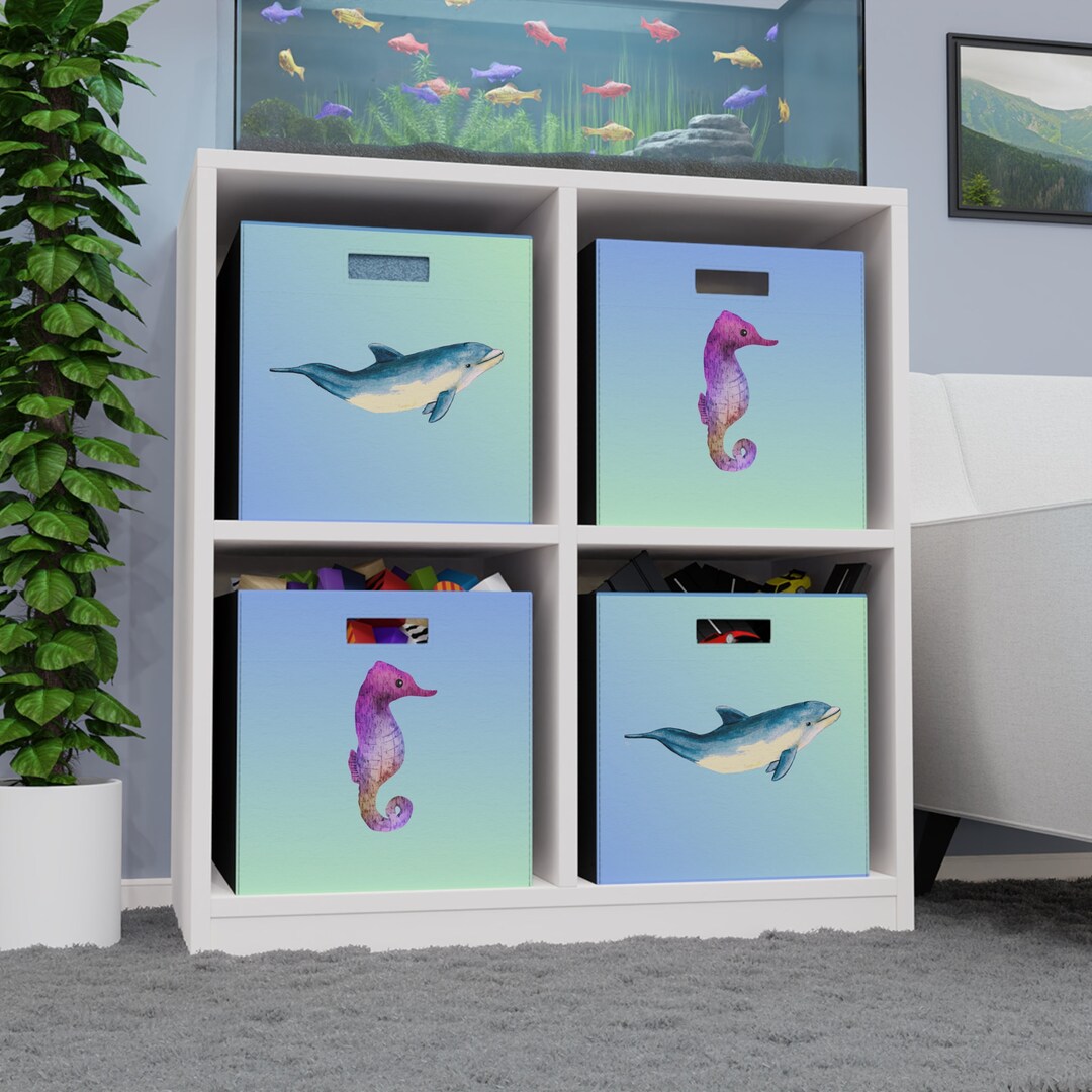 Sunrise Waters | Baby Sea Life Felt Storage Box | Blue Ombré | Tropical ...