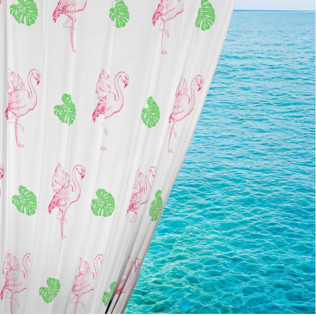 Flamingo Fun Curtain Island Oasis Blackout Window Curtain Flamingos ...