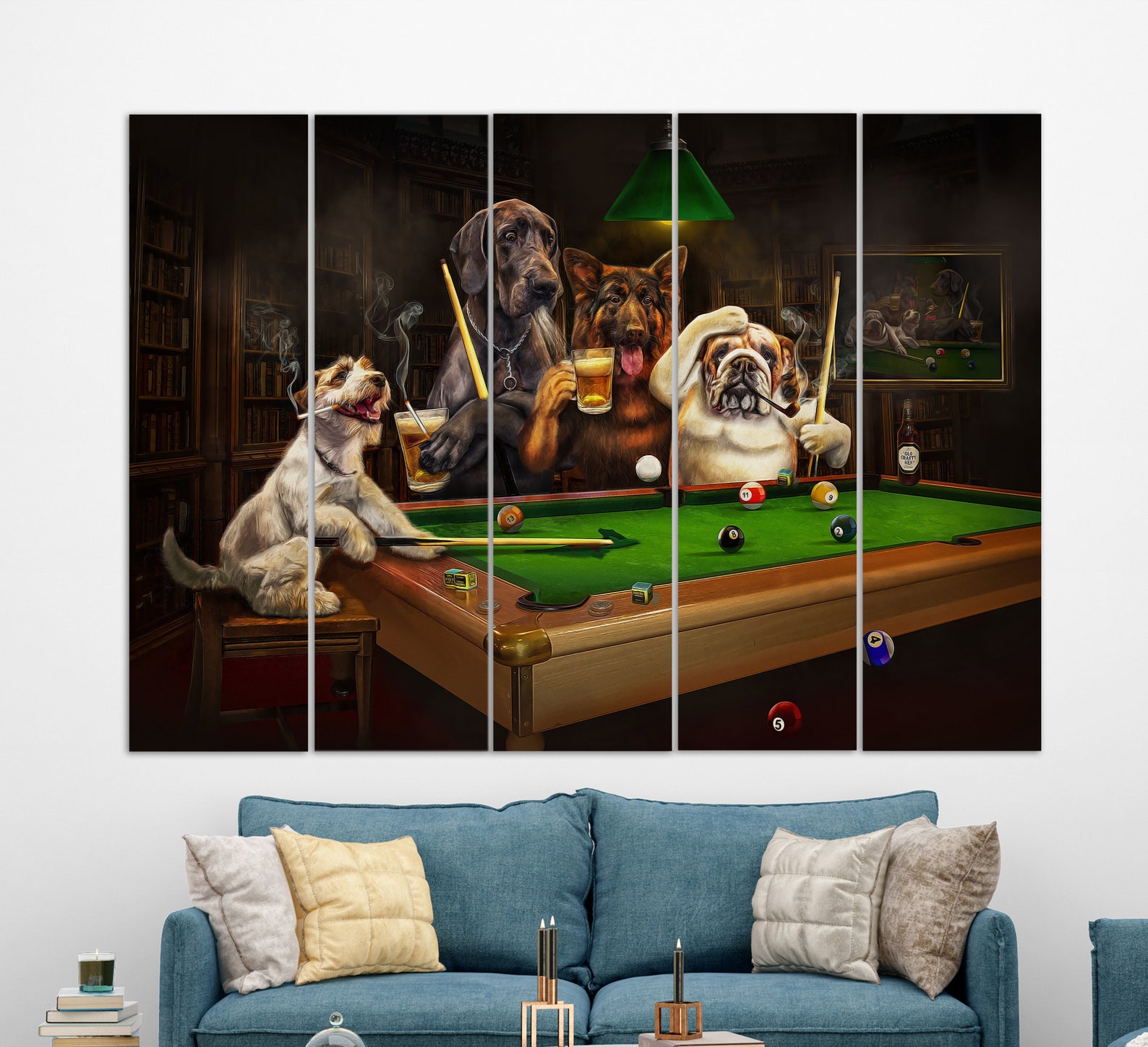 Dogs Playing Billiards Canvas Print Billiard Room Decor - Etsy