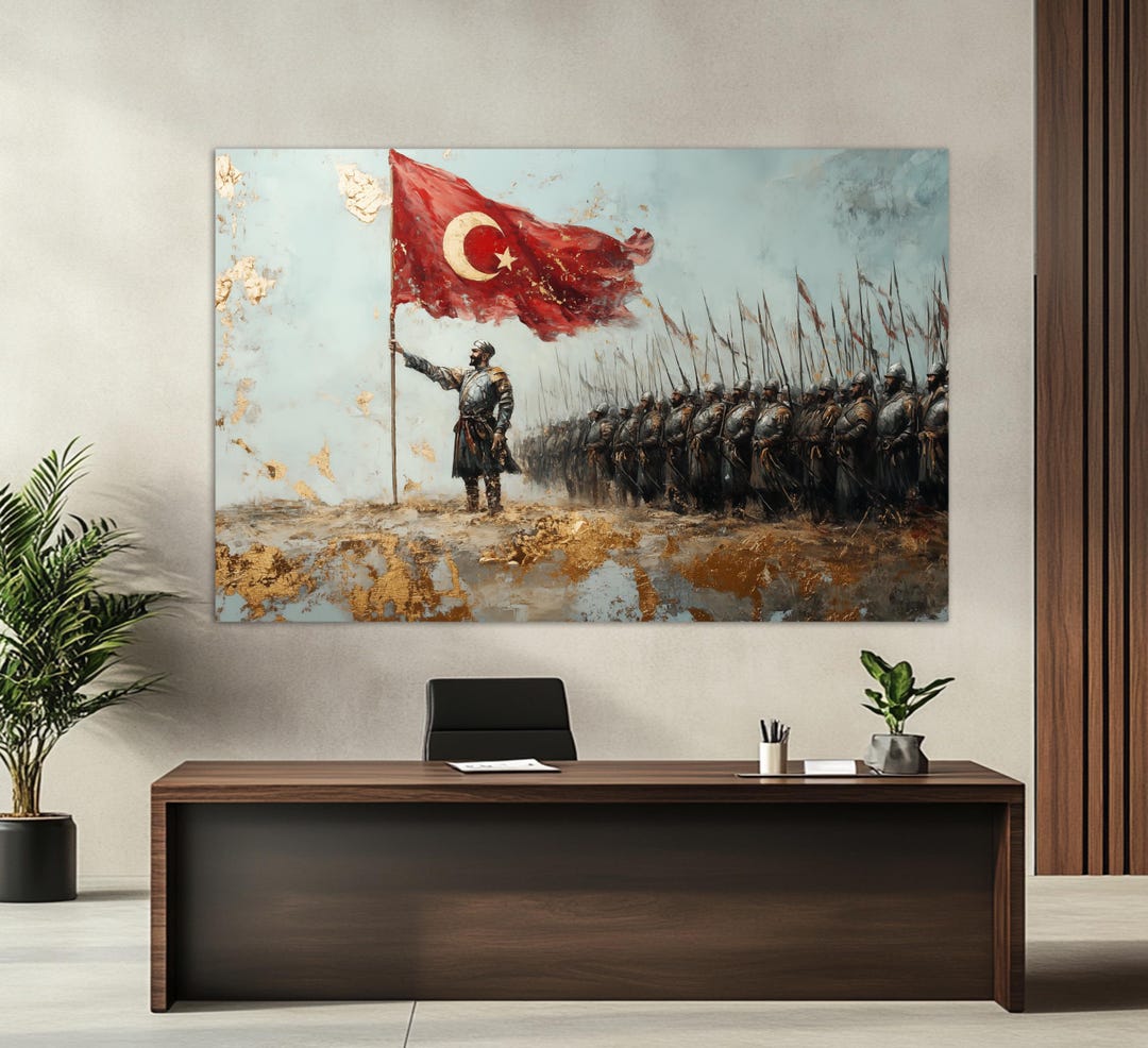 Ancient Turkish Army Abstract Painting Canvas Print, Vintage Turkey ...