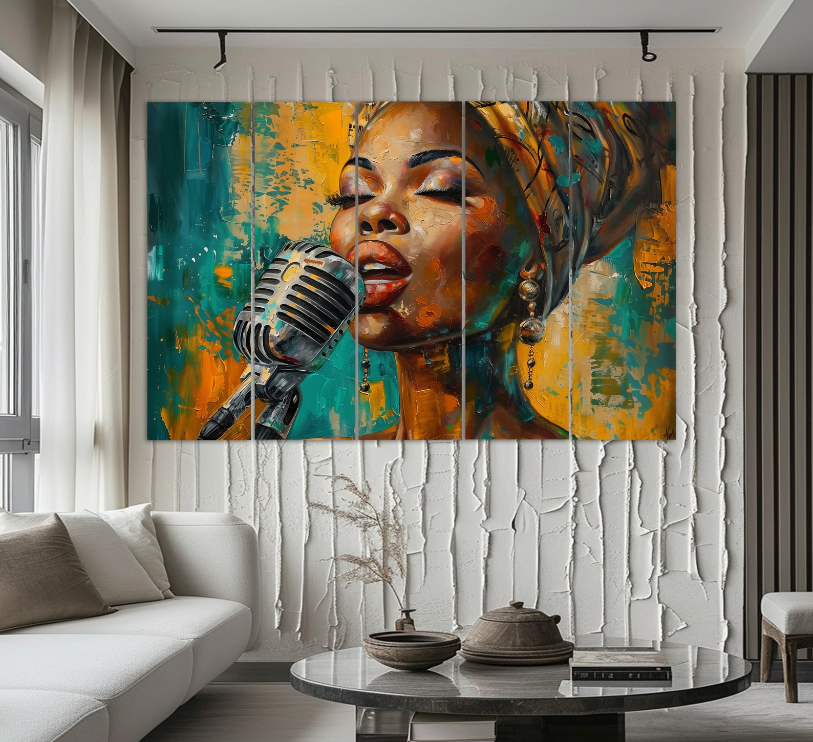 Beautiful African Jazz Singer Oil Painting Canvas Print, Black Woman ...