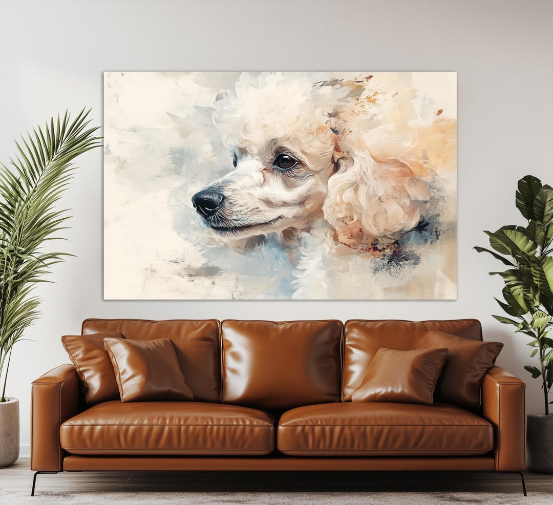 White Poodle Canvas Print, Cute Poodle Painting, Dogs Wall Art, Groomer ...