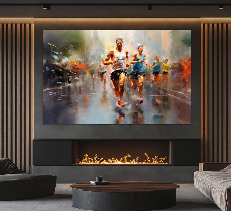 Abstract Running Canvas Art, Running Painting, Running Canvas Print ...