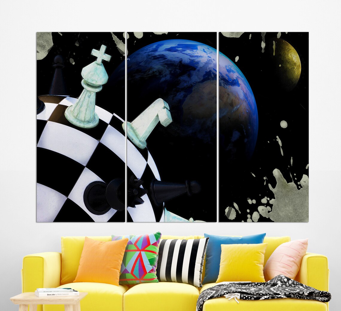 Chess Canvas Art Chess Wall Art Abstract Chess Painting - Etsy