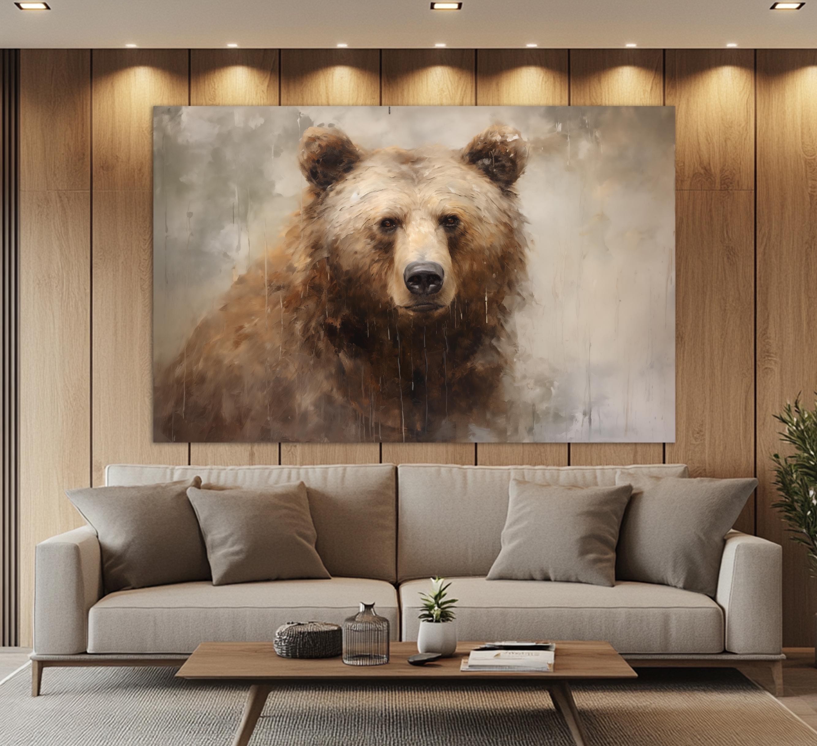 Brown Bear Abstract Painting, Bear Canvas Print, Bear Painting, Bears ...