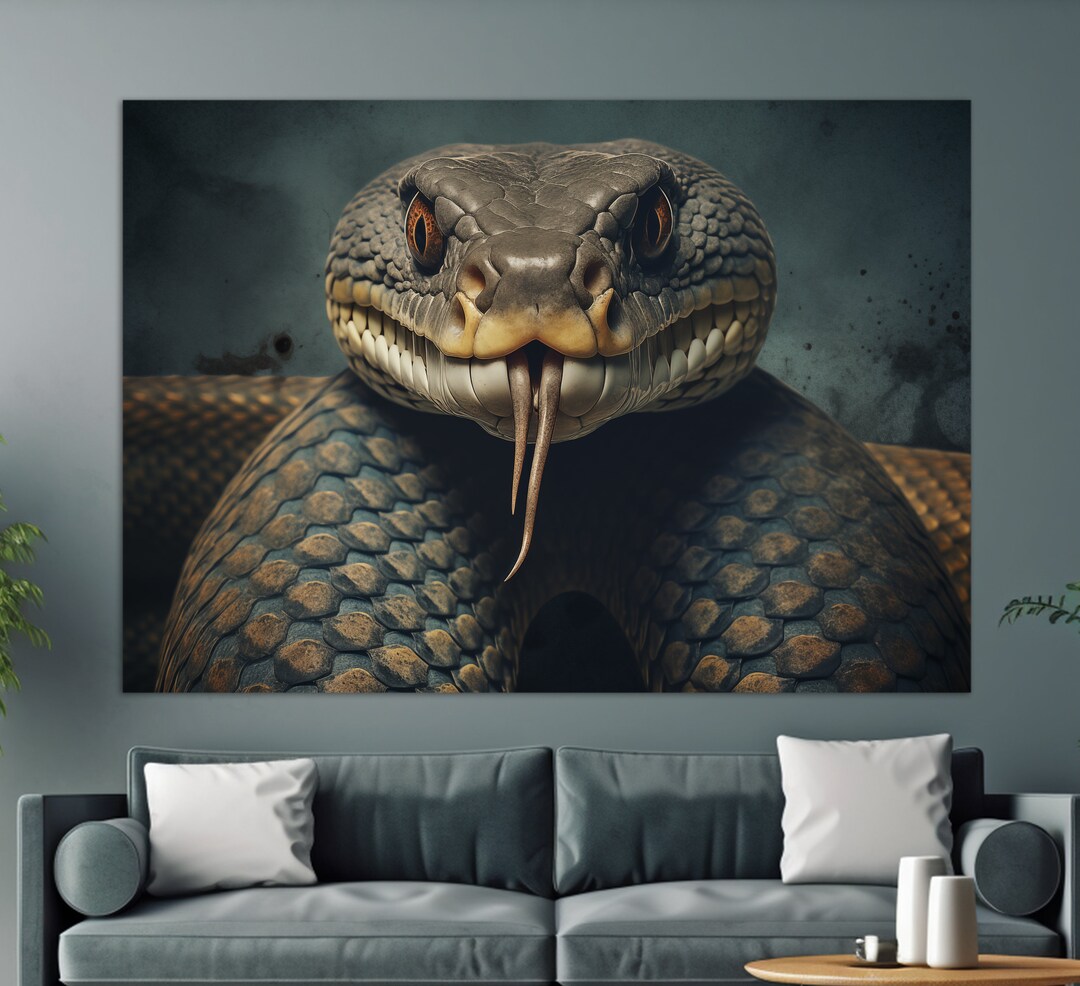 Snake Portrait Canvas Print, Snake Wall Art, Snake Canvas Art, Reptile ...