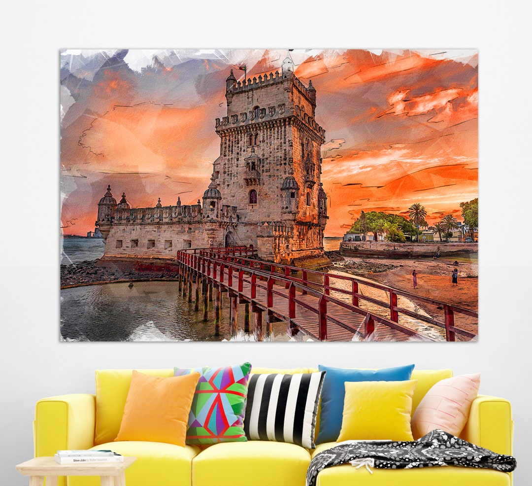 Belem Tower in Lisbon Canvas Print, Lisbon Painting, Lisbon Wall Art ...