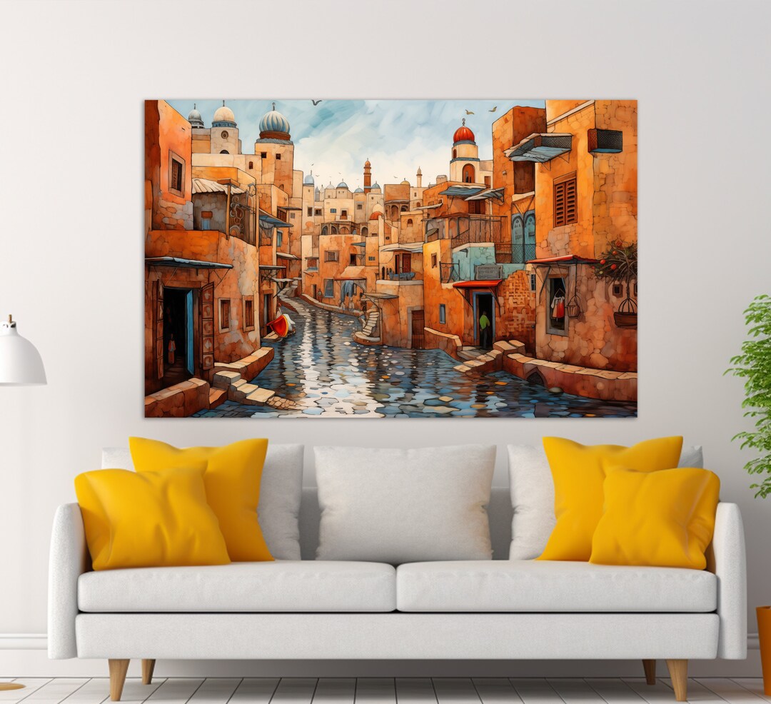 Morocco Wall Art, Morocco Van Gogh Style Canvas Print, Morocco Painting ...