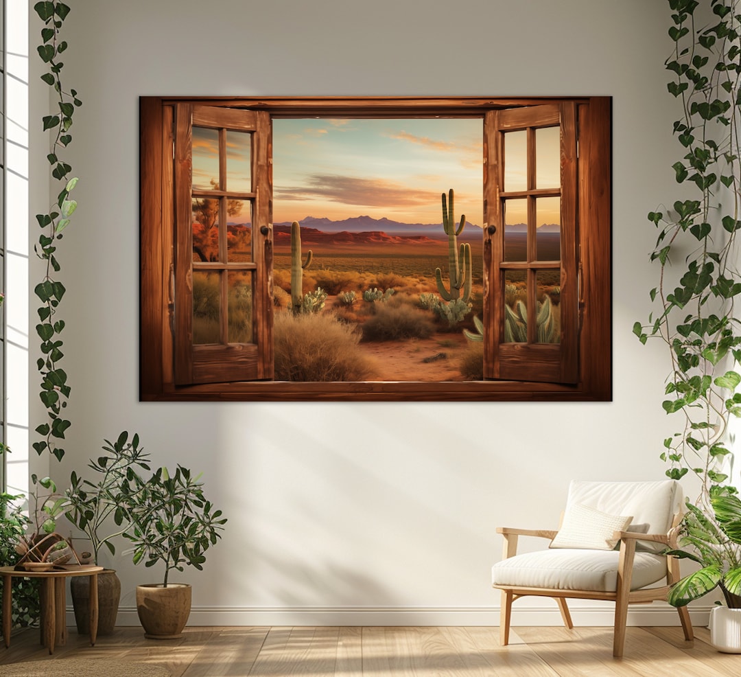 Window to Scenic Arizona Desert Canvas Print, Open Window Wall Art ...