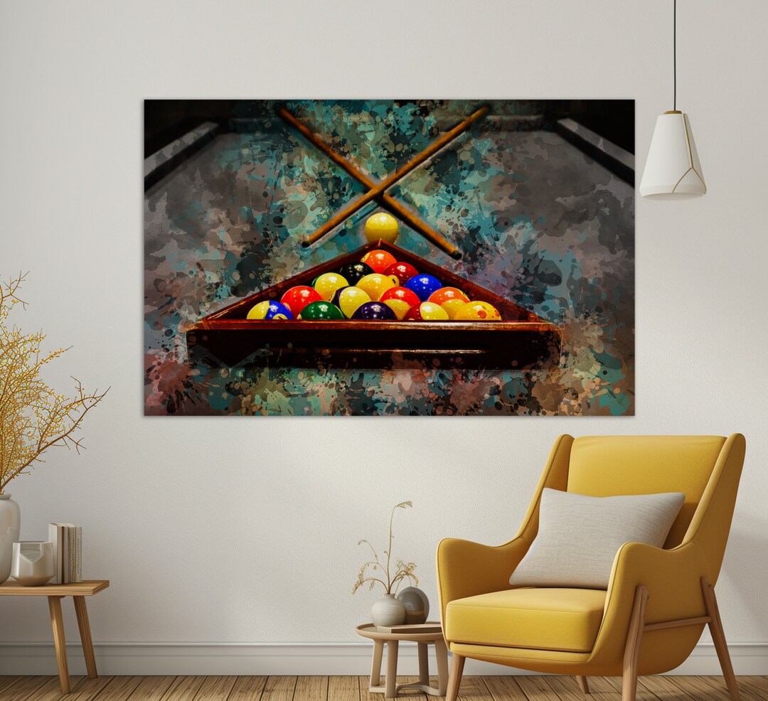 Billiards Wall Art, Billiard Painting, Billiard Canvas Print, Billiard ...