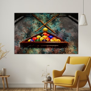 Billiards Wall Art, Billiard Painting, Billiard Canvas Print, Billiard ...
