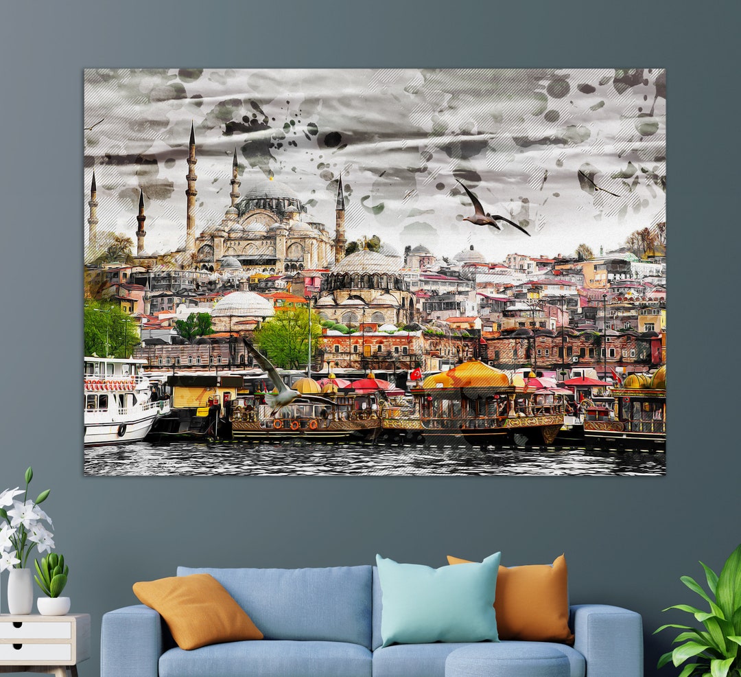 Istanbul Canvas Print, Blue Mosque, Istanbul Skyline, Istanbul Painting ...