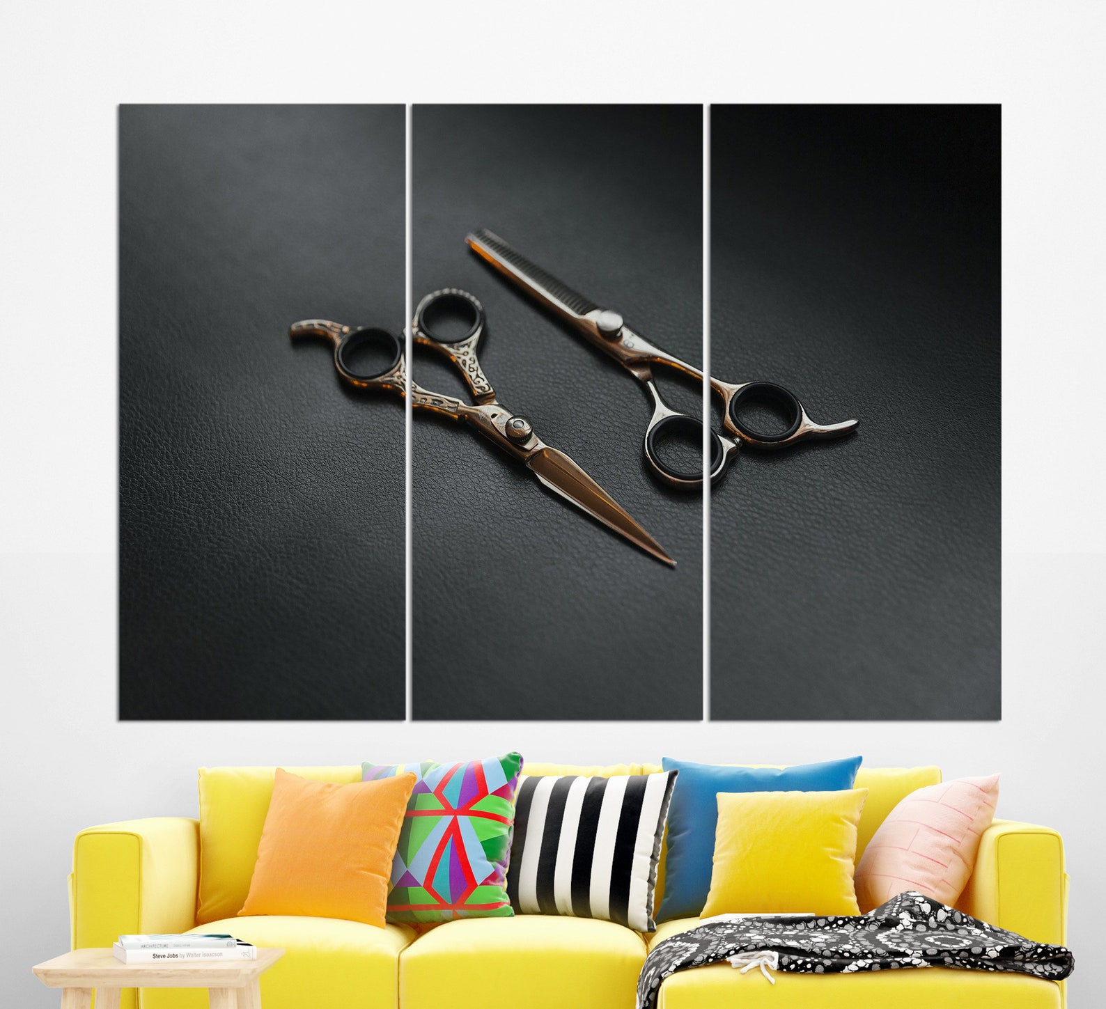 Minimalist Barbershop Wall Art, Barber Gift, Scissors Canvas Print ...