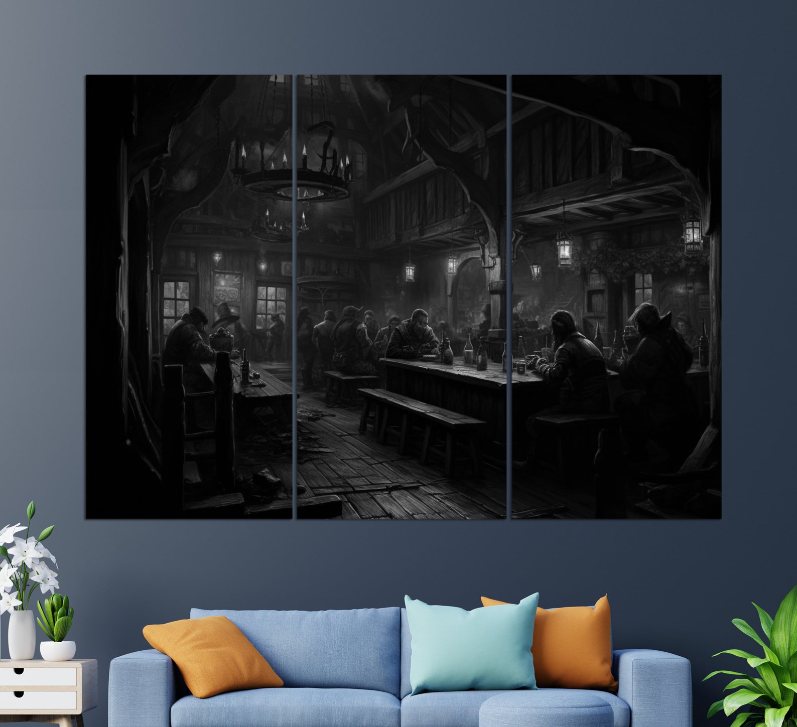 Vintage Pub Painting, Pub Wall Art, Abstract Pub Canvas Print, Man Cave ...