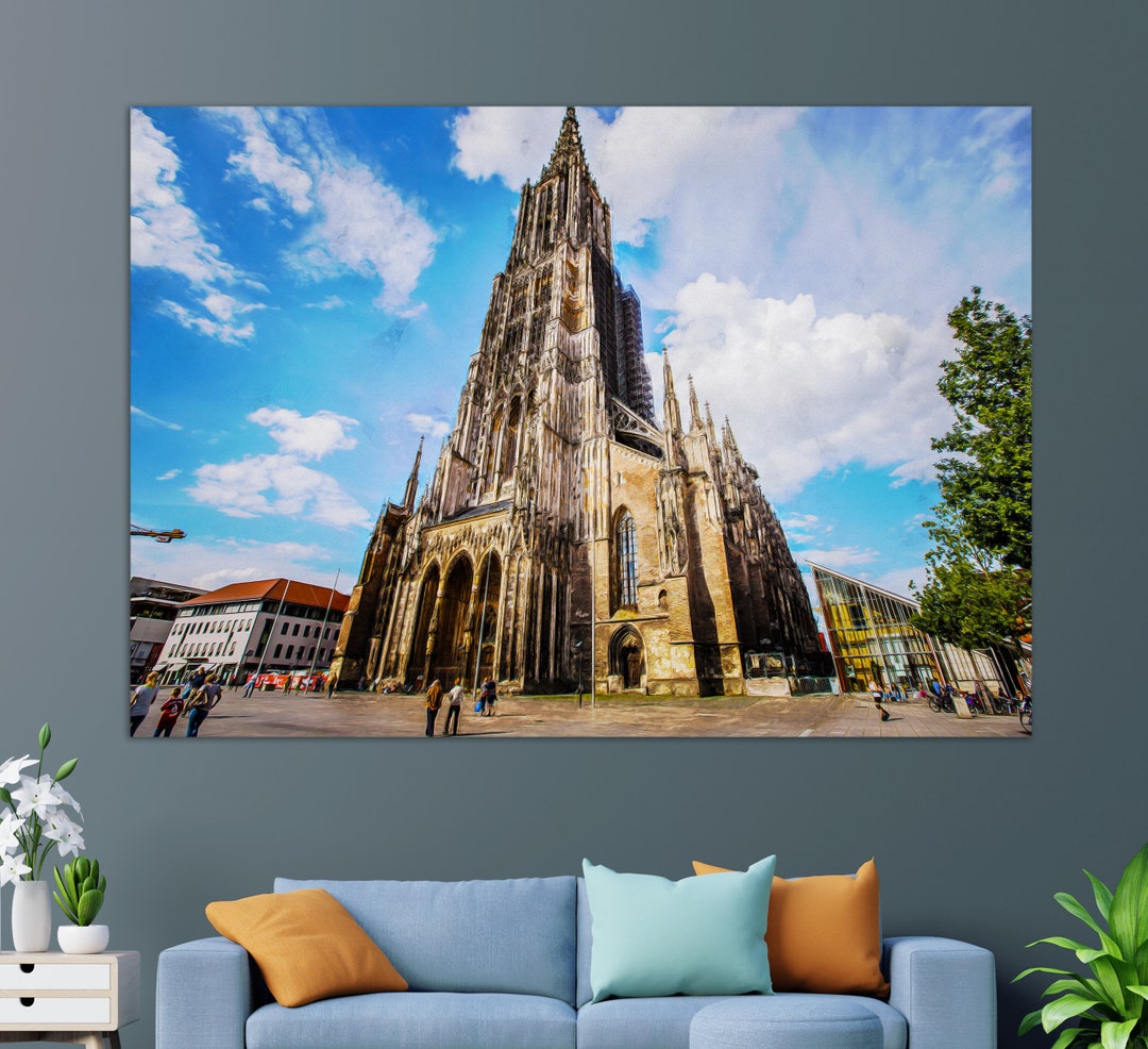 Ulm Minster Canvas Print, Ulm Church Painting, Ulm Wall Art, Lutheran ...