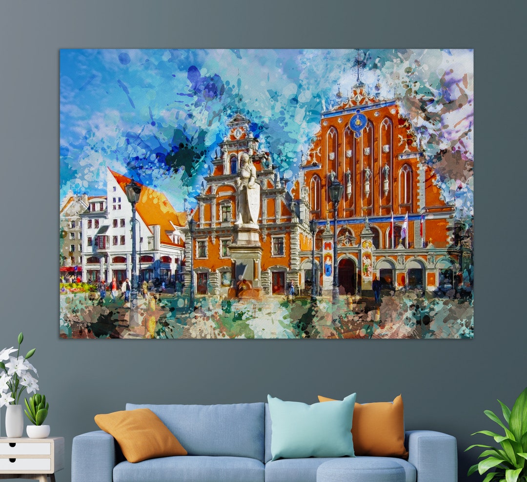 Riga Wall Art, Riga Canvas Print, Abstract Riga Painting, Latvia Wall ...