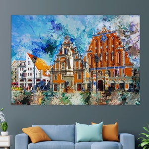 Riga Wall Art, Riga Canvas Print, Abstract Riga Painting, Latvia Wall ...