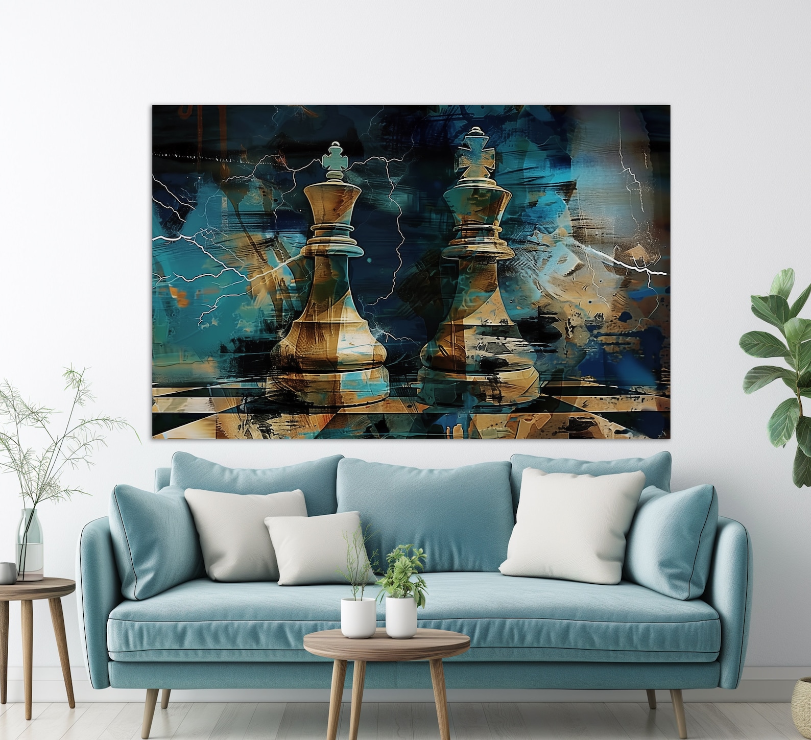 Chess Canvas Art, Chess Wall Art, Abstract Chess Painting, Chess Canvas ...