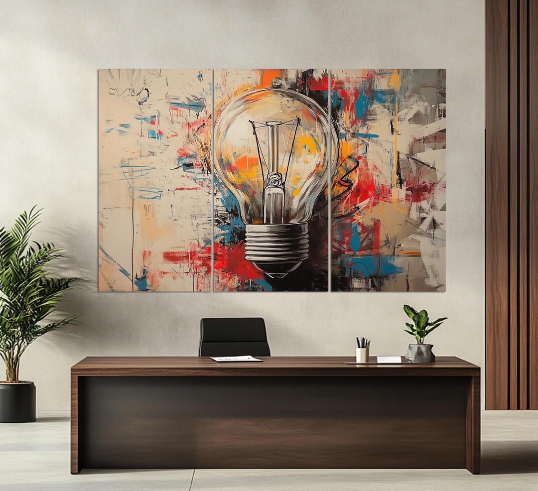 Abstract Light Bulb Canvas Print, Light Bulb Painting, Light Bulb ...