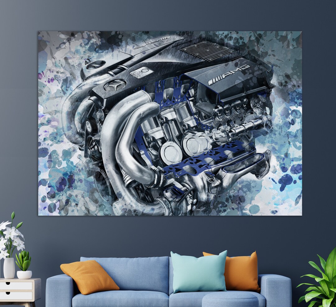 Mercedes-benz AMG V8 Engine Canvas Print, Engine Painting, Mercedes ...