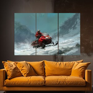 Snowmobiles Wall Art, Ski Doo Canvas Print, Snowmobile Painting ...