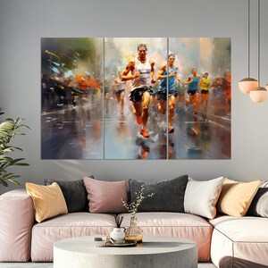 Abstract Running Canvas Art, Running Painting, Running Canvas Print ...