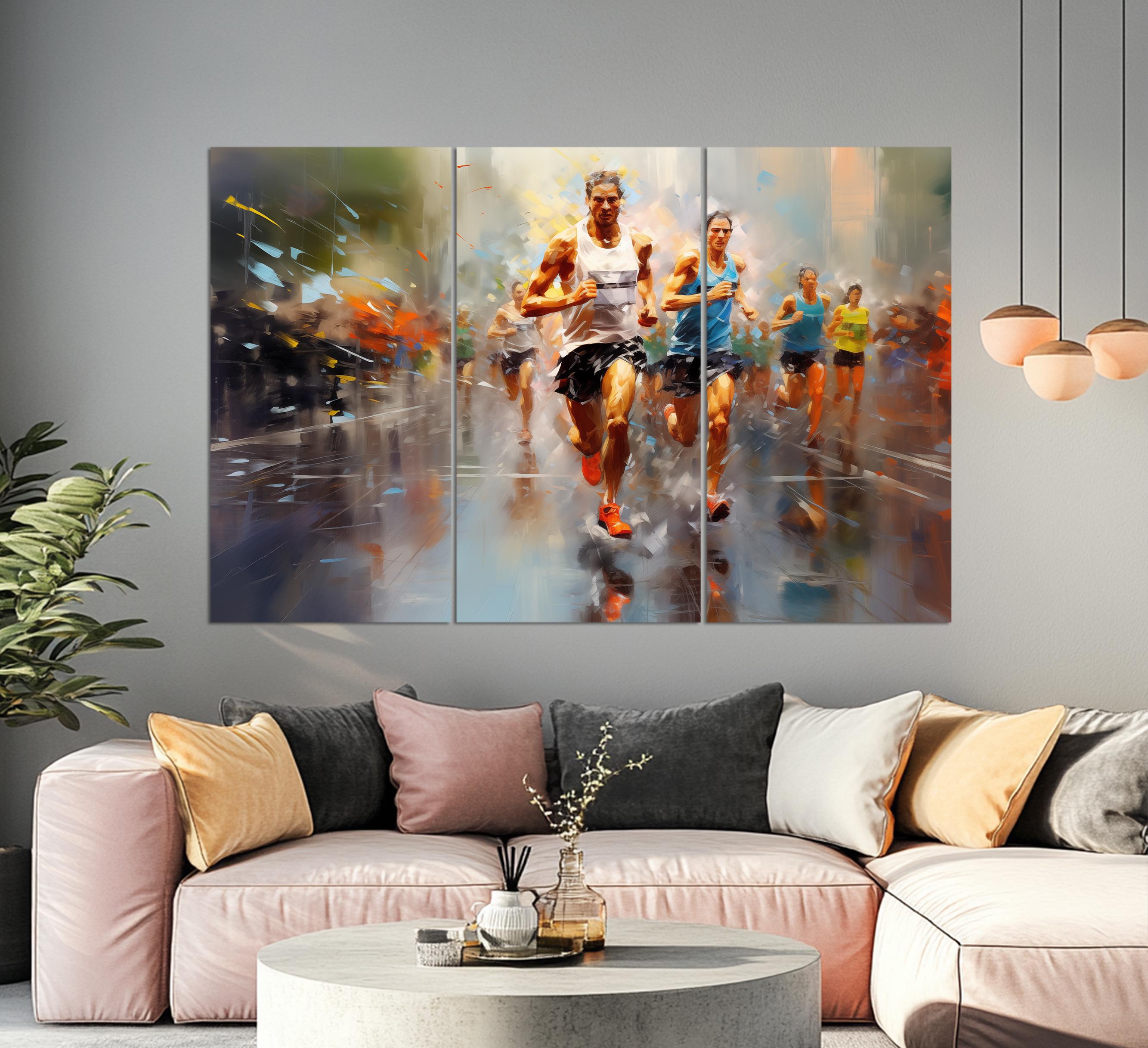 Abstract Running Canvas Art, Running Painting, Running Canvas Print ...