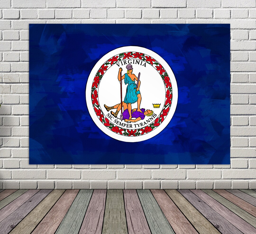 Virginia State Flag Canvas Print, Virginia Flag Painting, Virginia Wall ...
