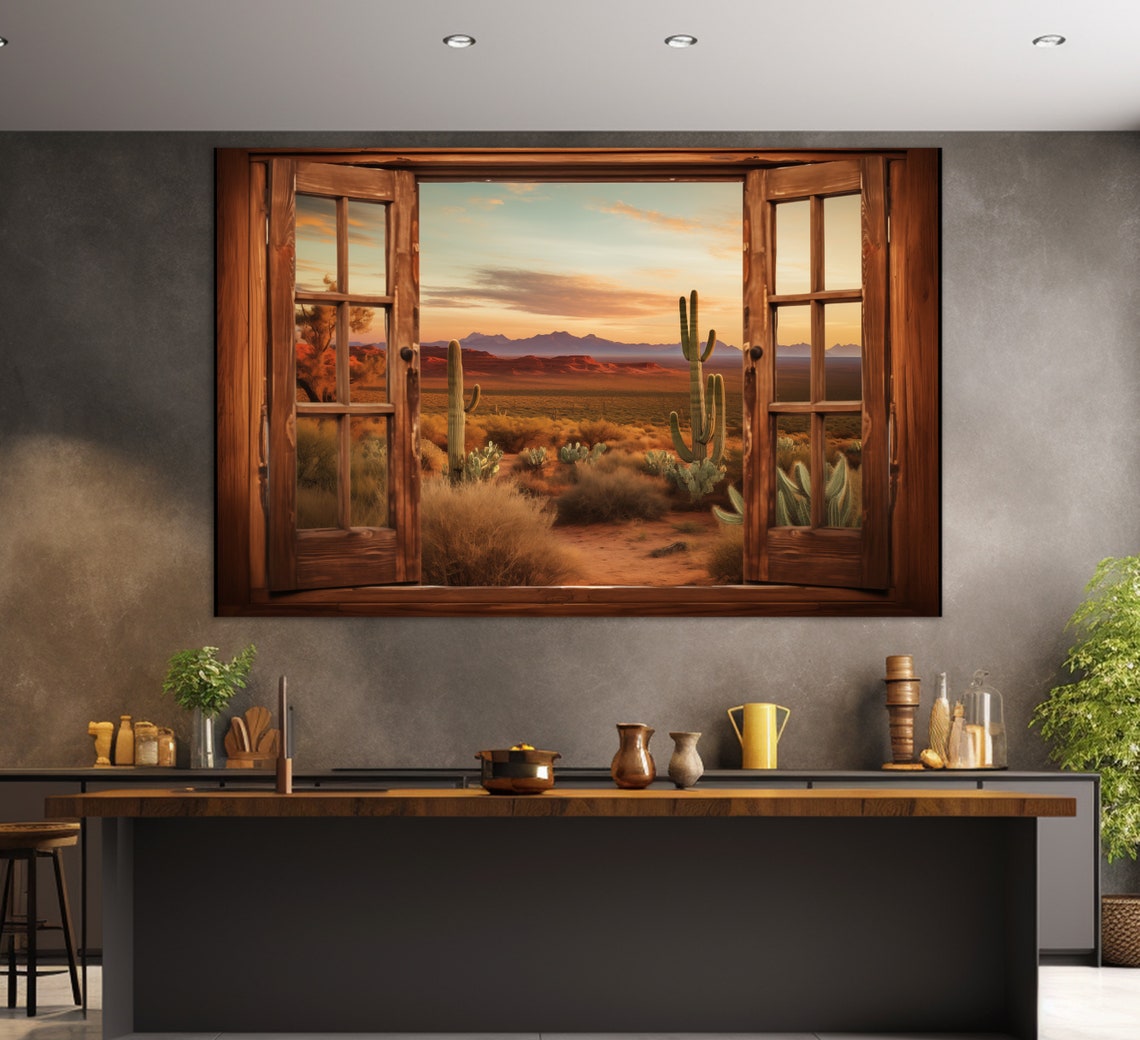Window to Scenic Arizona Desert Canvas Print, Open Window Wall Art ...