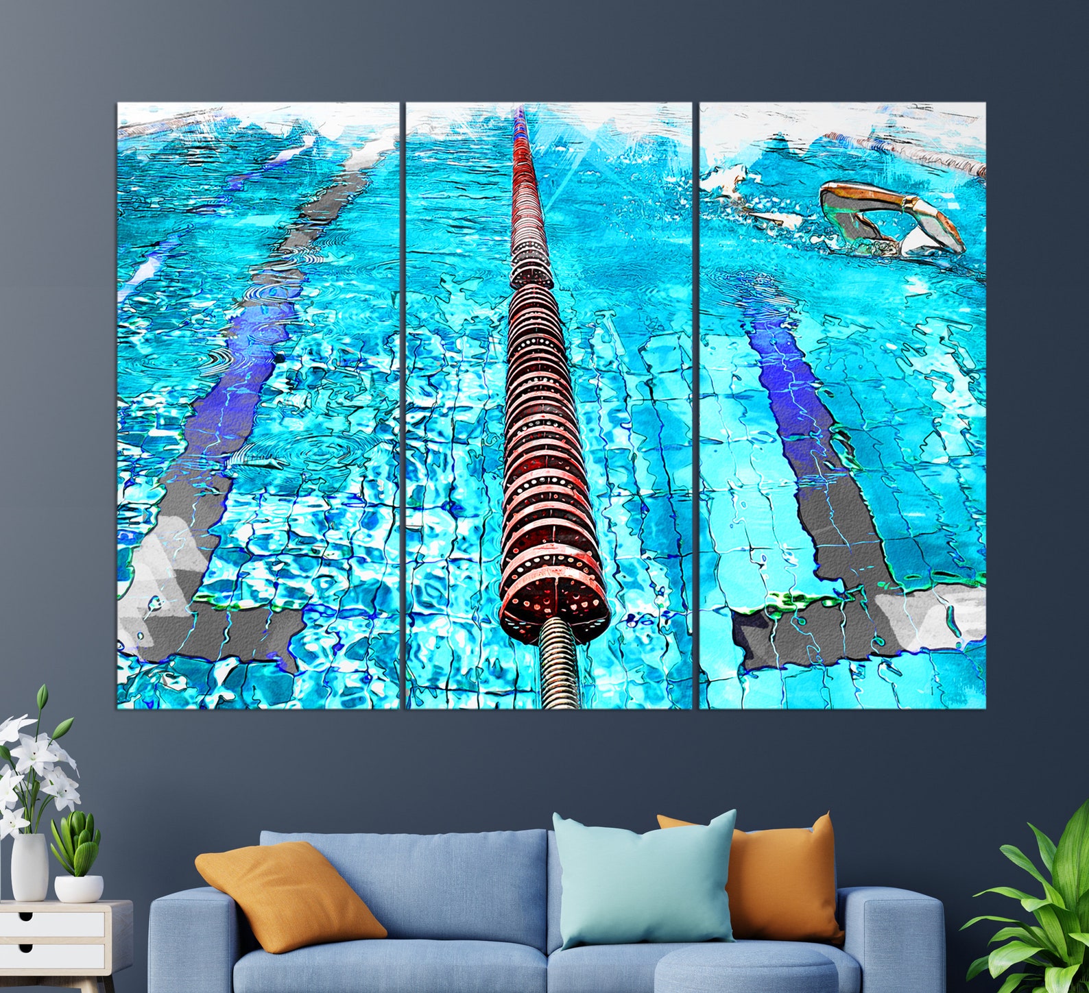 Swimming Wall Art Swimming Pool Painting Swimming Canvas - Etsy