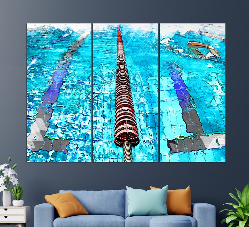 Swimming Wall Art Swimming Pool Painting Swimming Canvas - Etsy