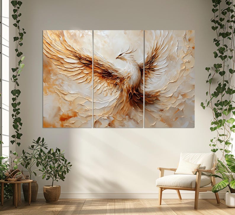 Phoenix Bird Canvas Print, Abstract Phoenix Painting, Greek Mythology ...