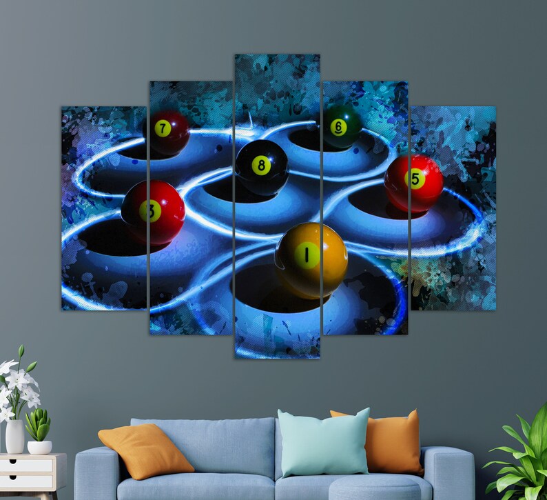 Abstract Billiards Canvas Art, Billiards Wall Art, Billiards Painting ...