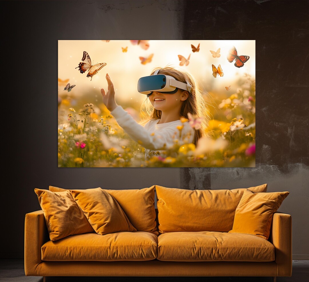 Girl in VR Glasses Abstract Canvas Print, Virtual Reality Wall Art, VR ...