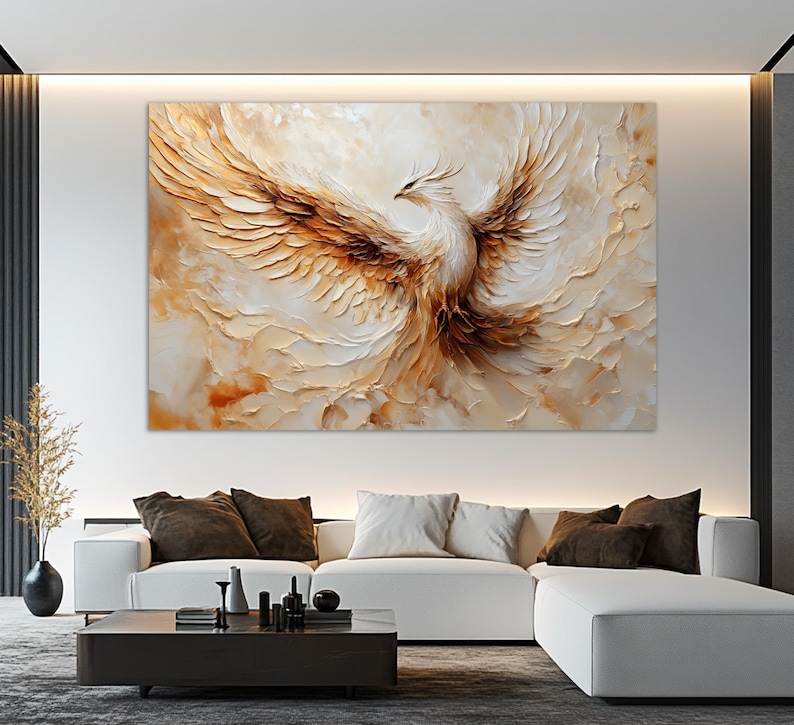 Phoenix Bird Canvas Print, Abstract Phoenix Painting, Greek Mythology ...