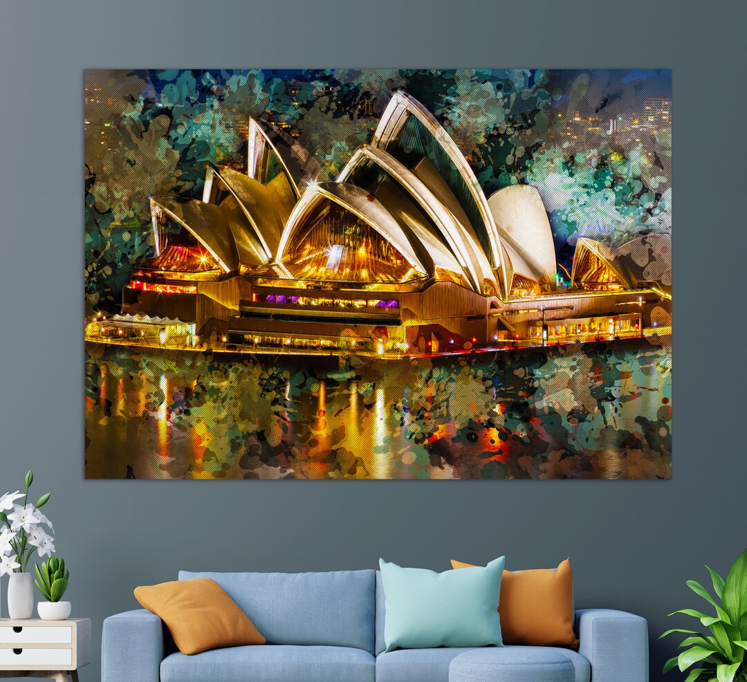 Sydney Opera House Canvas Print, Abstract Sydney Painting, Sydney Wall ...