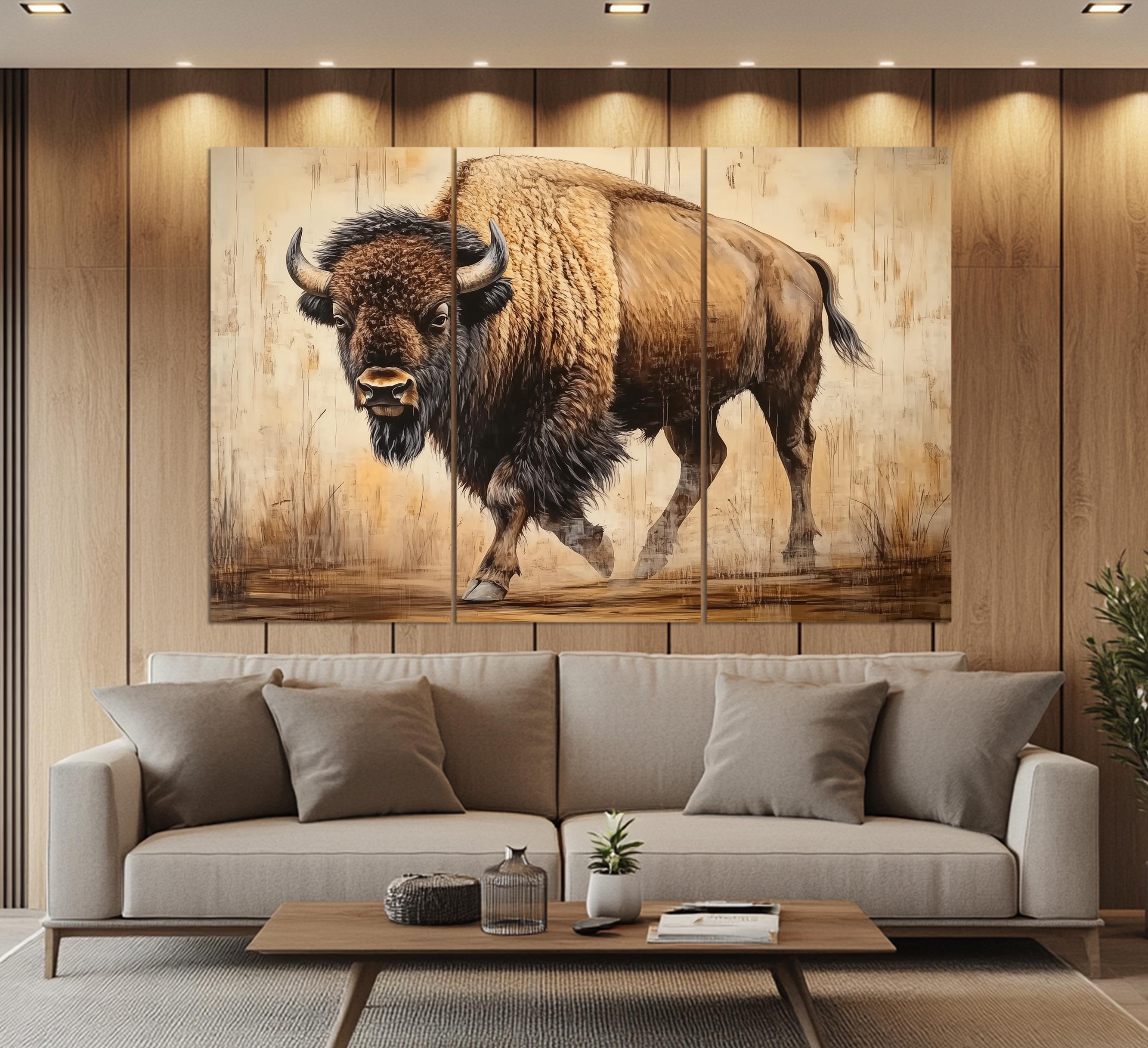 American Buffalo Canvas Print, American Bison Painting, Buffalo Wall ...