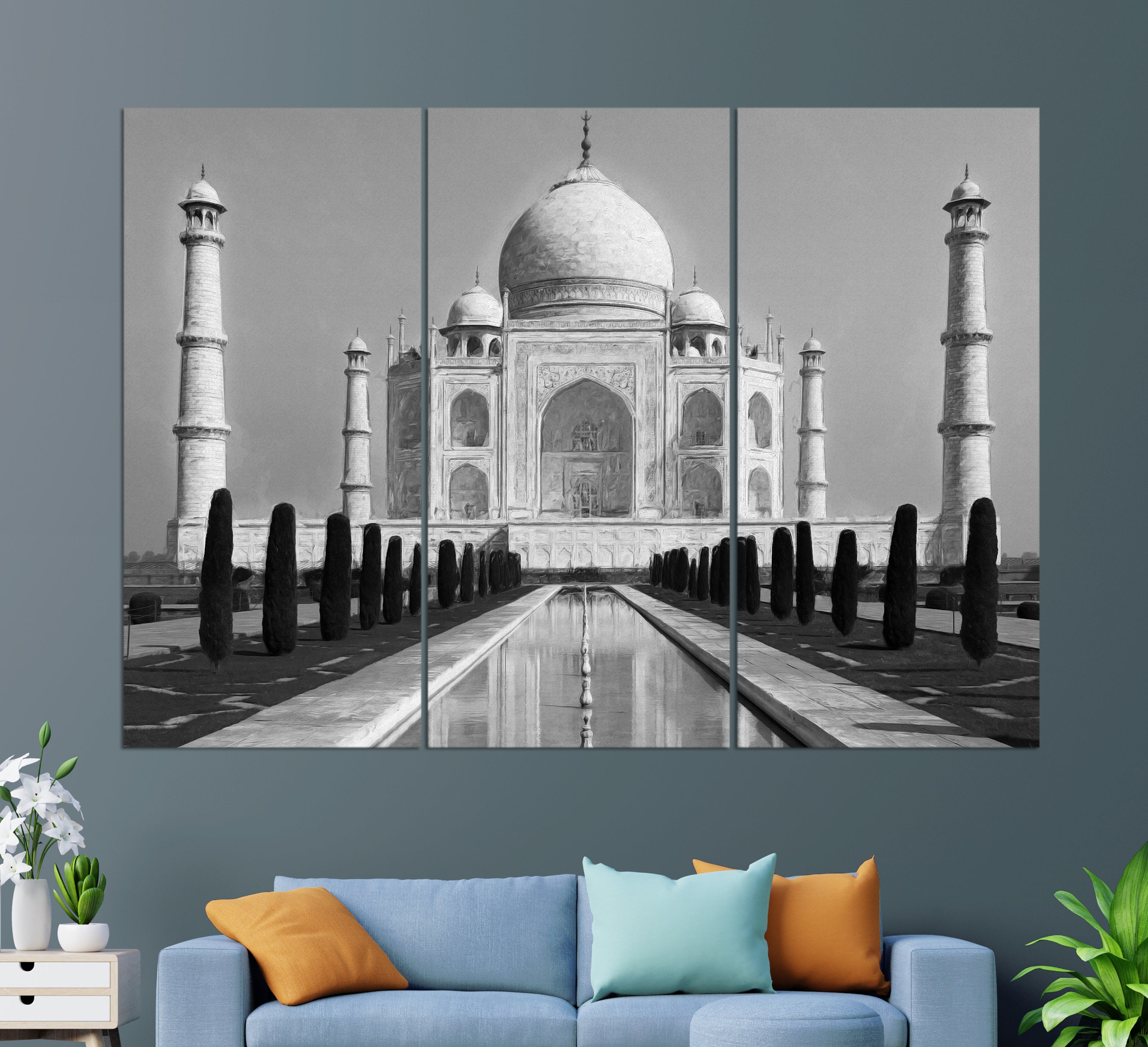 Taj Mahal Canvas Print Taj Mahal Painting Agra India Wall | Etsy