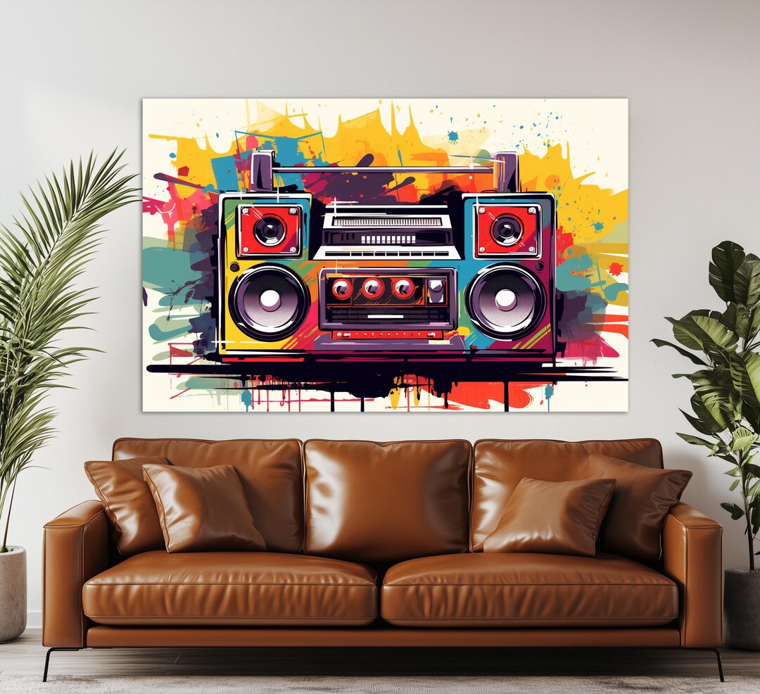 Retro Boombox Canvas Print, Audio Cassette Player Print Canvas Print ...