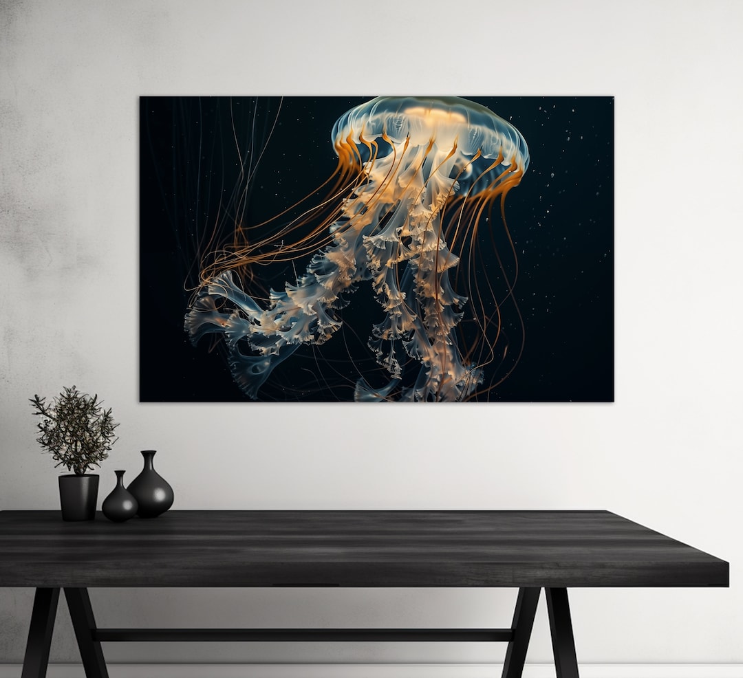 Abstract Jellyfish Canvas Print, Underwater Canvas Art, Jellyfish Wall ...