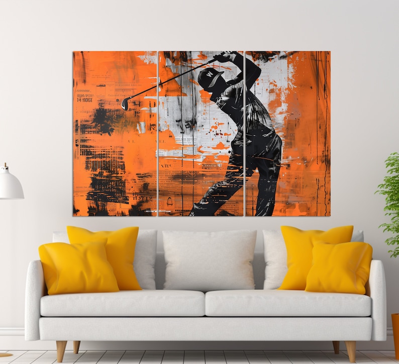 Abstract Golf Canvas Print, Golf Wall Art, Golf Painting, Golf Player ...