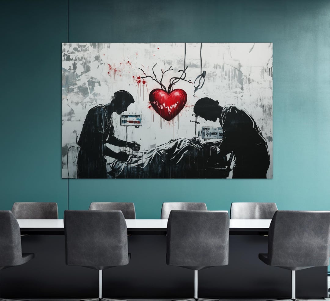 Resuscitation Canvas Print in Banksy Graffiti Style, Intensive Care ...